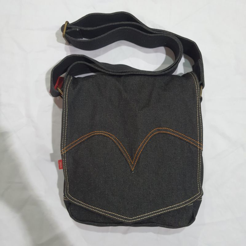 SLINGBAG CROSBODY MESSENGER BAG DENIM JEANS LEVIZ BEG KAIN TEBAL BIRU ...
