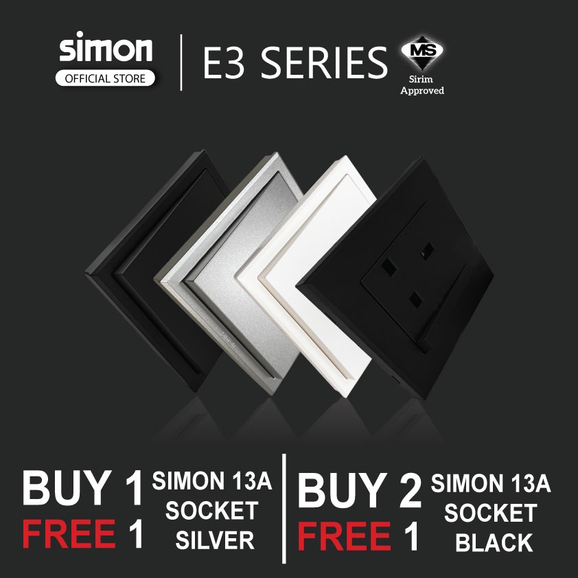 Simon E3 Series 13A Switches Sockets (Silver color) Promotion (BUY 1 ...