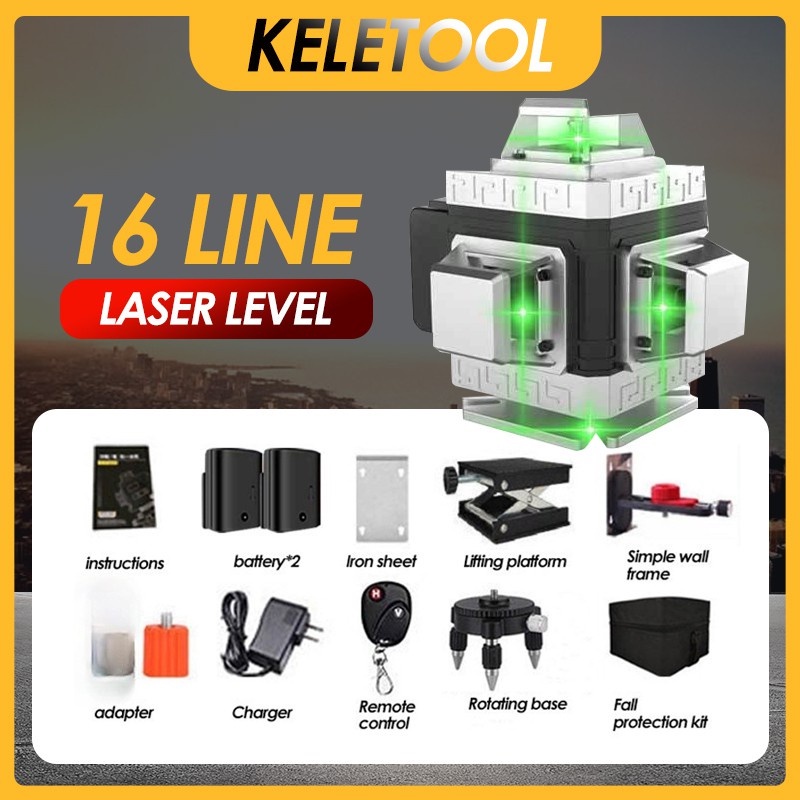 Portable 360° self-leveling leveling tool 16-line laser level ...