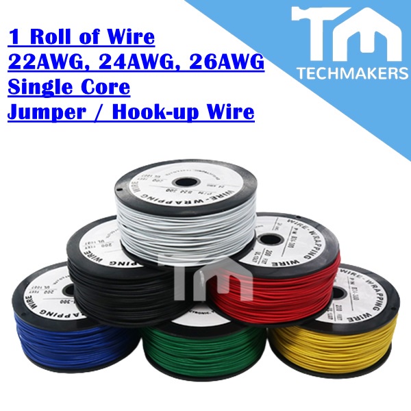 1 Roll 22AWG 24AWG 26AWG Wire Single Core Copper Wrapping Wrap Hookup ...