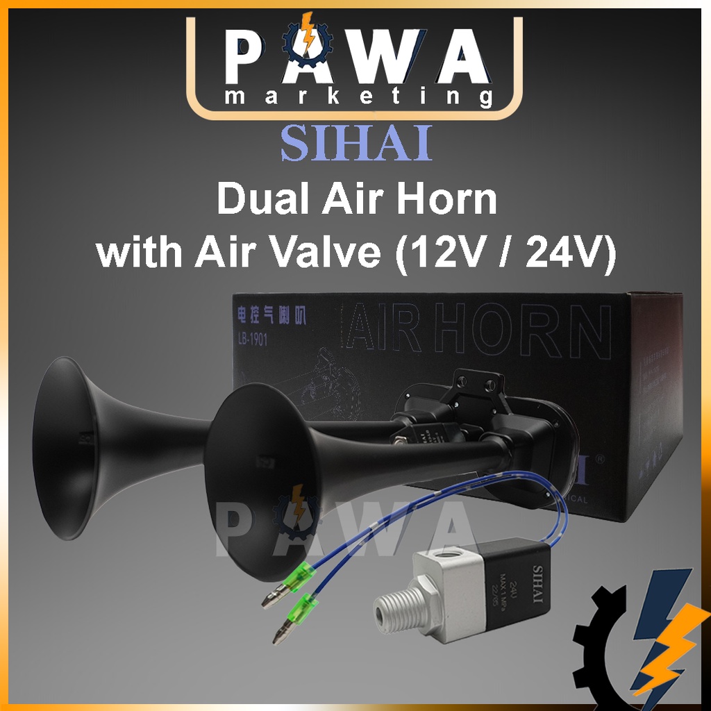 Pawa Sihai Dual Tone Air Horn 12V 24V Super Loud Truck Bus Car Vehicle ...