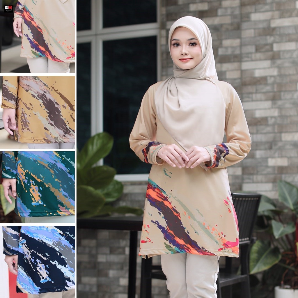 T shirt Jersey Muslimah Microfibre Humaira Design Erina (Size S-5XL ...