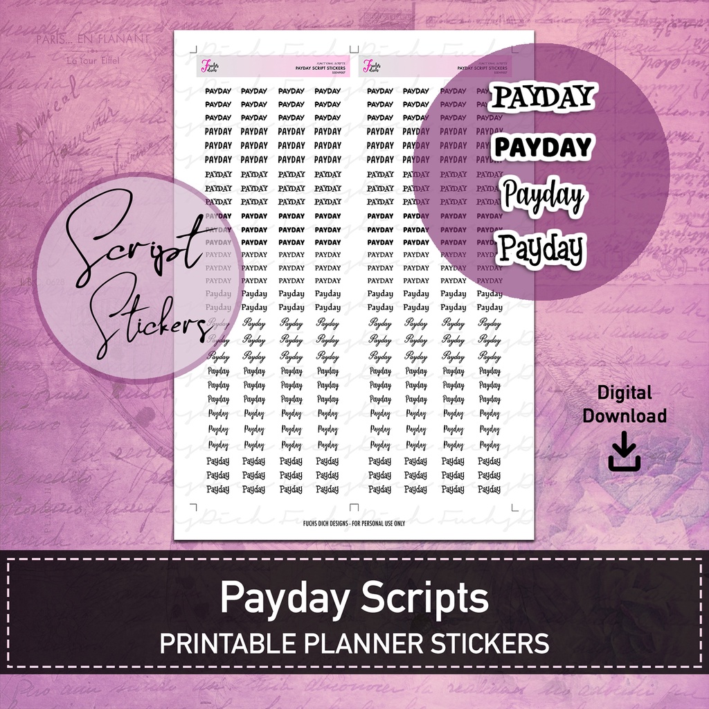 FuchsDich Printable PAYDAY Scripts Stickers | PDF File | Gaji ...