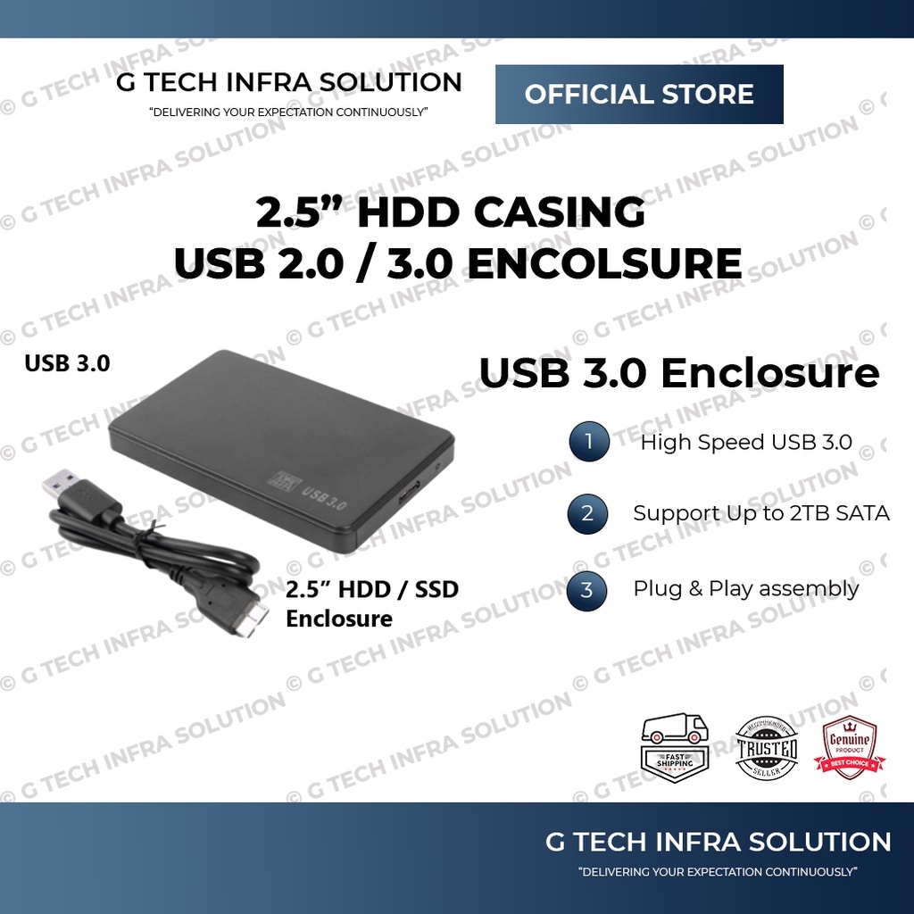 USB 3.0 SATA 2.5" HDD Casing Hard Drive / Hard Disk External Storage Casing Enclosure Case HDD ...