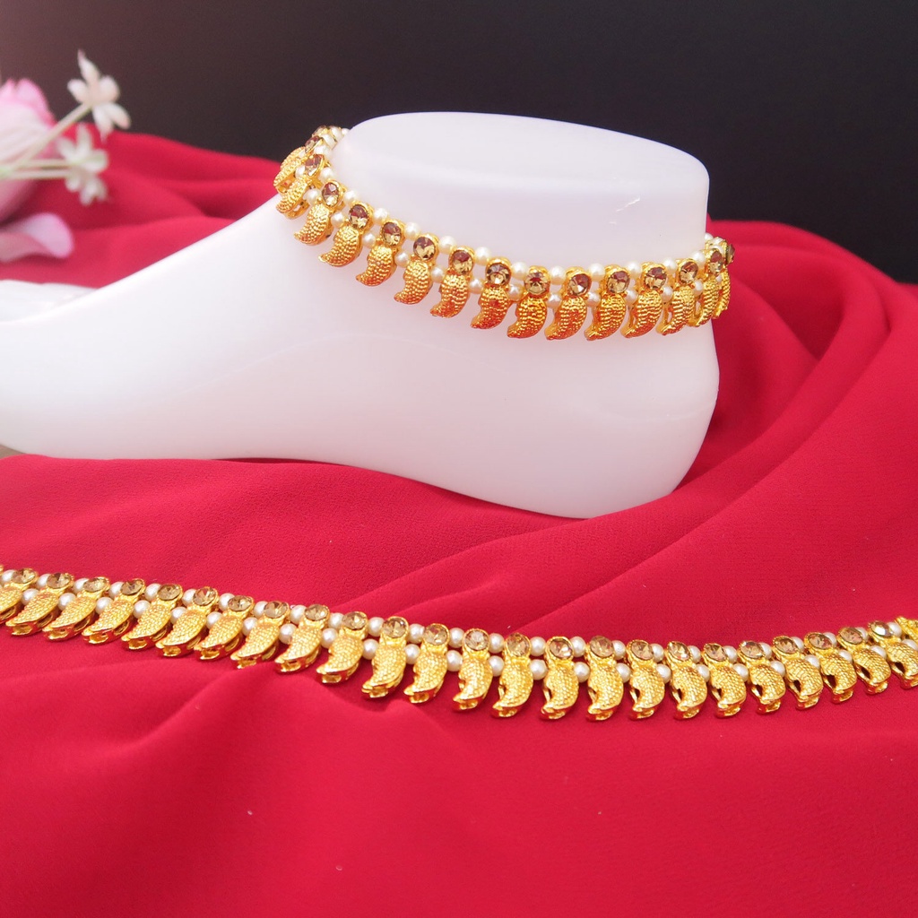 New Premium Stone Mango Anklets | Stone Kolusu | Gelang Kaki - D4 ...