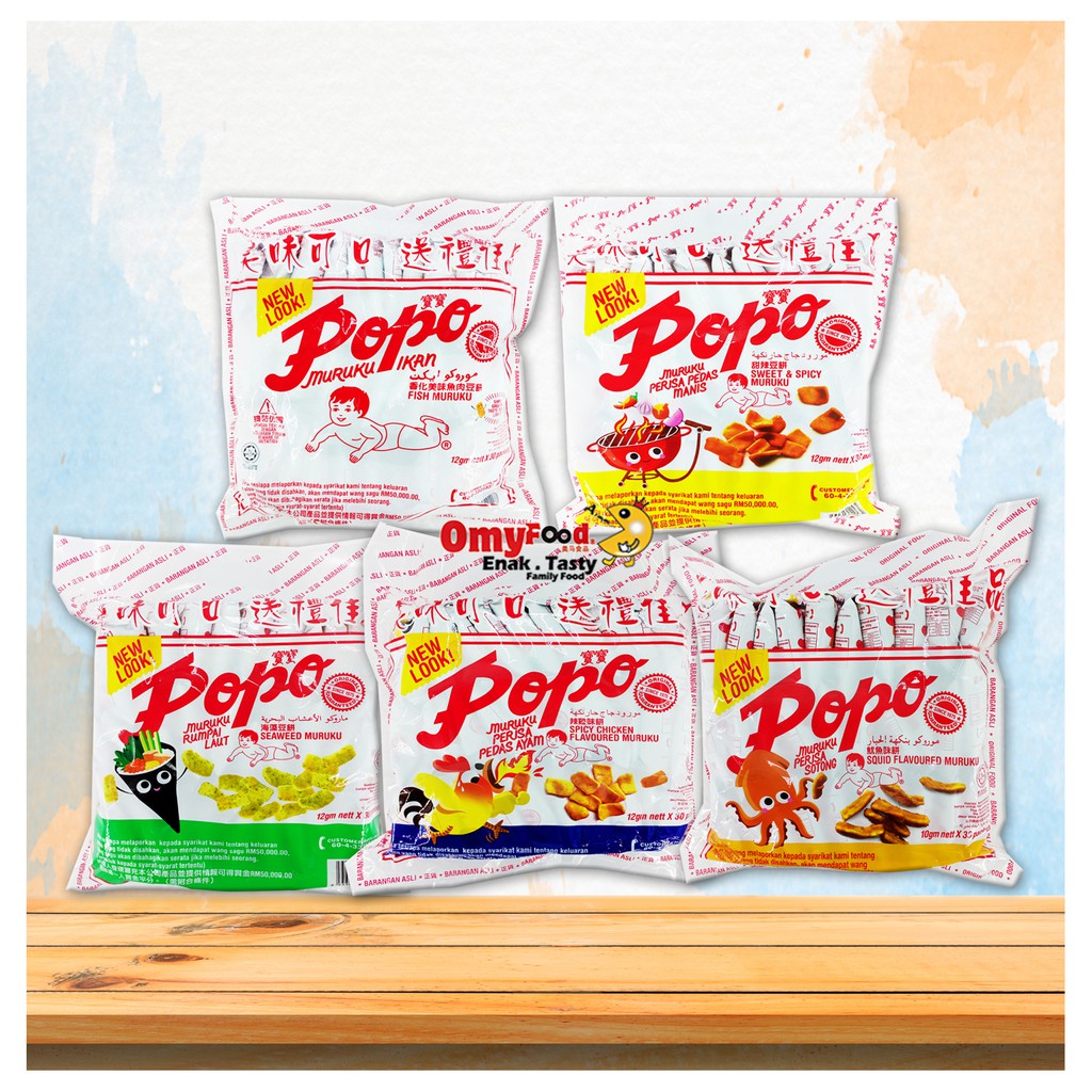 12g/10g x 24pcs PoPo Muruku Ikan [Original / Sweet & Spicy / Seaweed ...