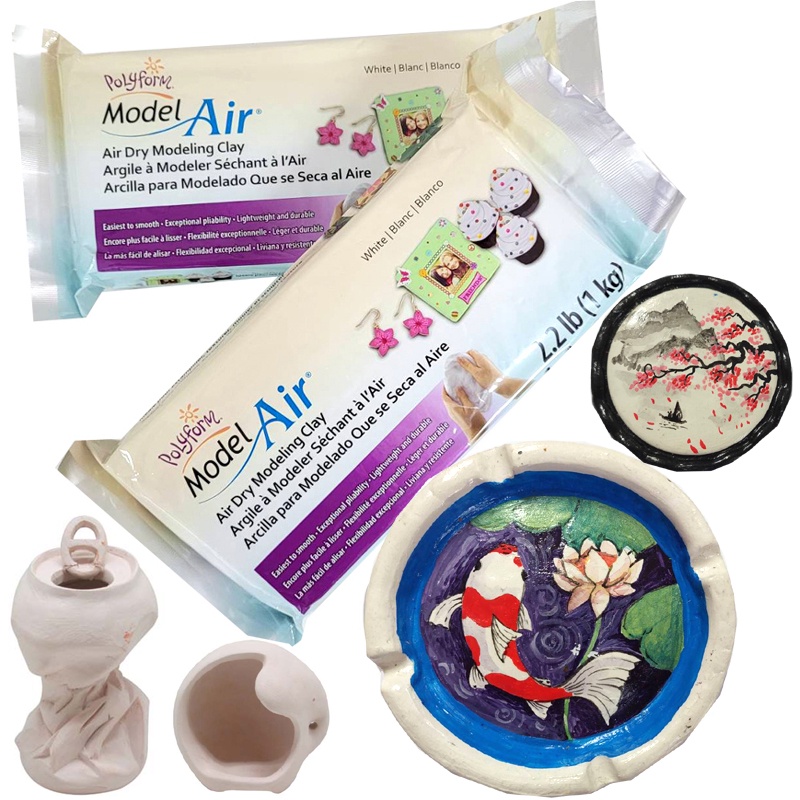 Clay Natural Sculpting Pulp Japanese Polyform 1000g White/Brown (Air ...