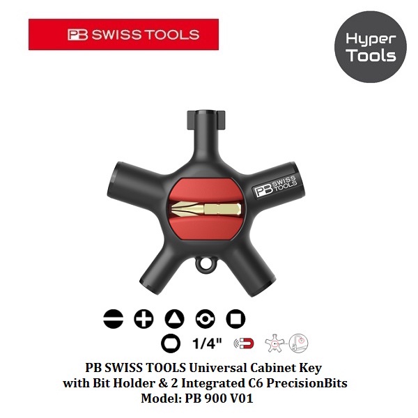 PB SWISS TOOLS Universal Cabinet Key with Bit Holder & 2 Integrated C6 ...