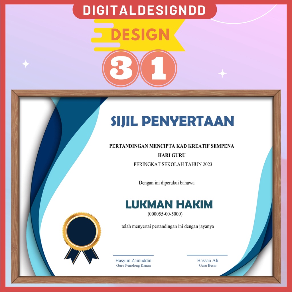 Sijil digital 48 template digital certificate pelbagai pilihan edit ...