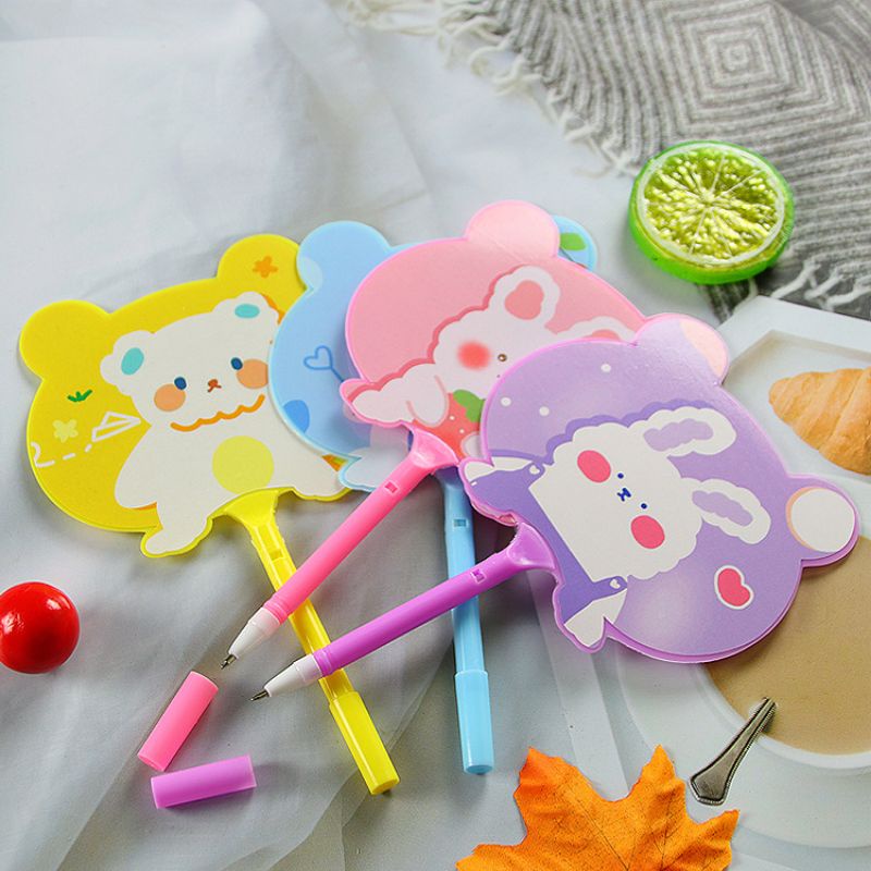 Cute Cartoon Fan Pen Ballpoint Pen Blue Ink Stationery | Shopee Malaysia