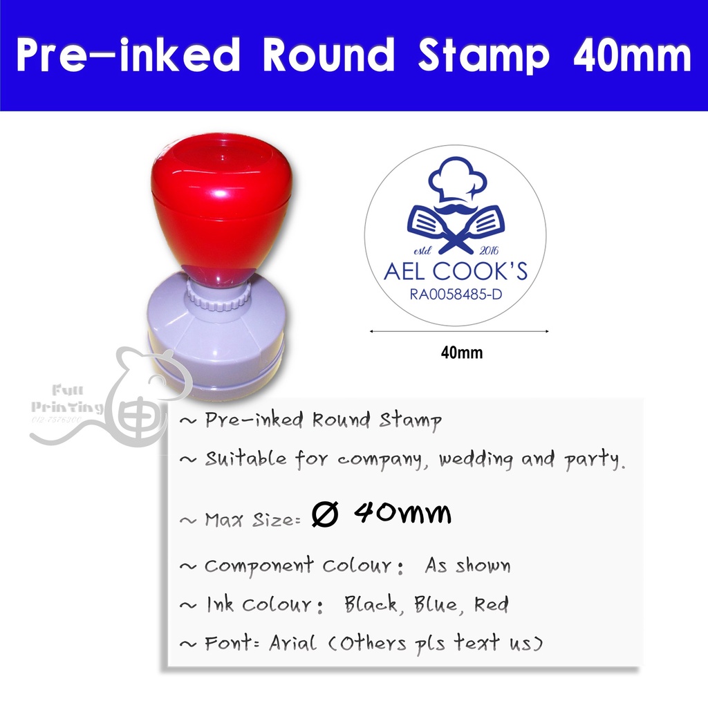 PRE-INKED ROUND STAMP RUBBER STAMP COMPANY STAMP | Shopee Malaysia