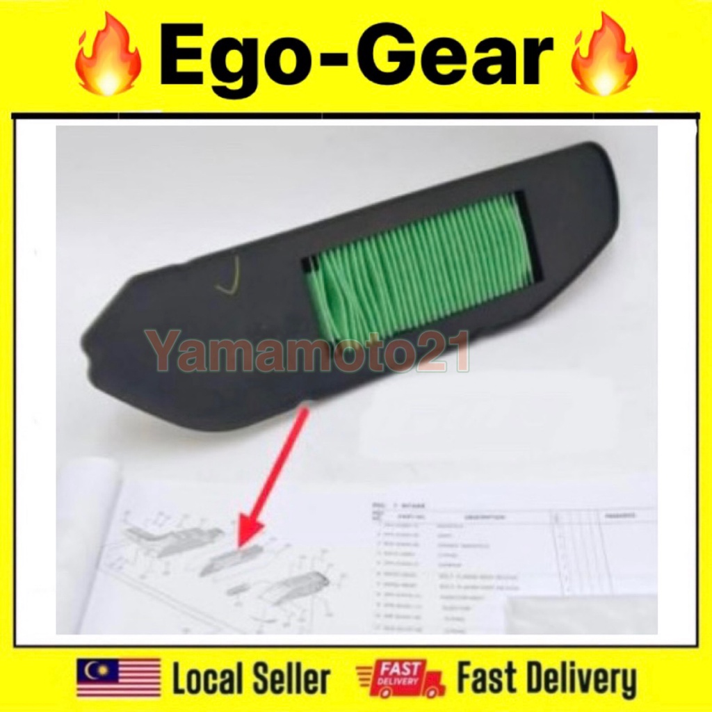 YAMAHA EGO GEAR EGOGEAR EGO-GEAR AIR CLEANER AIR FILTER PENAPIS ANGIN ...