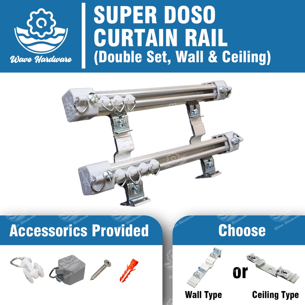 SUPER DOSO Double Set Besi Langsir Rod / Curtain Rail (2) | Shopee Malaysia