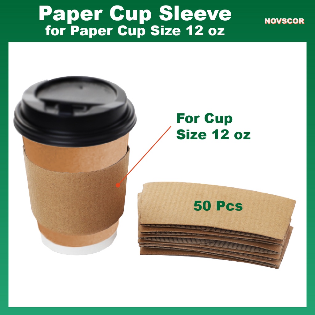 Disposable Paper Cup Sleeve for 12oz Cup | ±50pcs | Kraft Paper ...