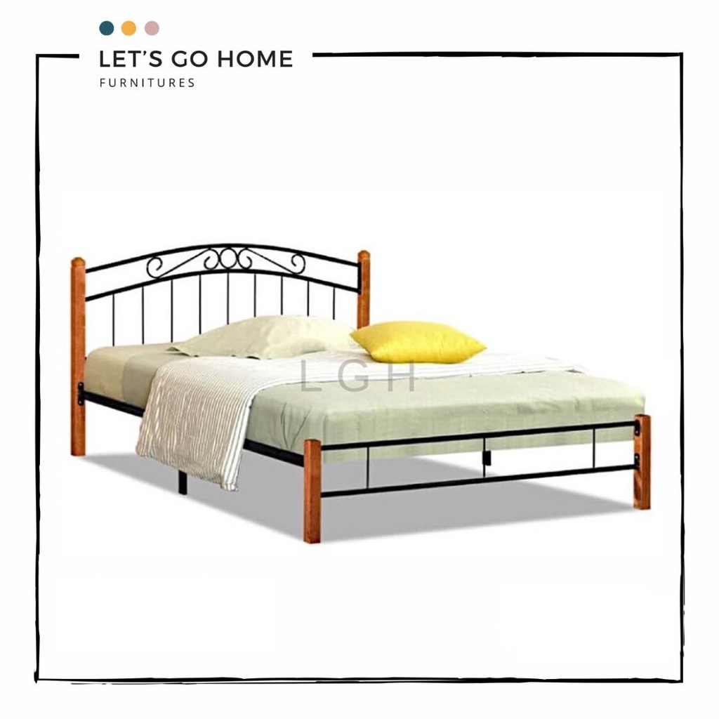 Antique Wooden Classic Modern Metal Queen Bed Frame | Katil Besi Queen ...