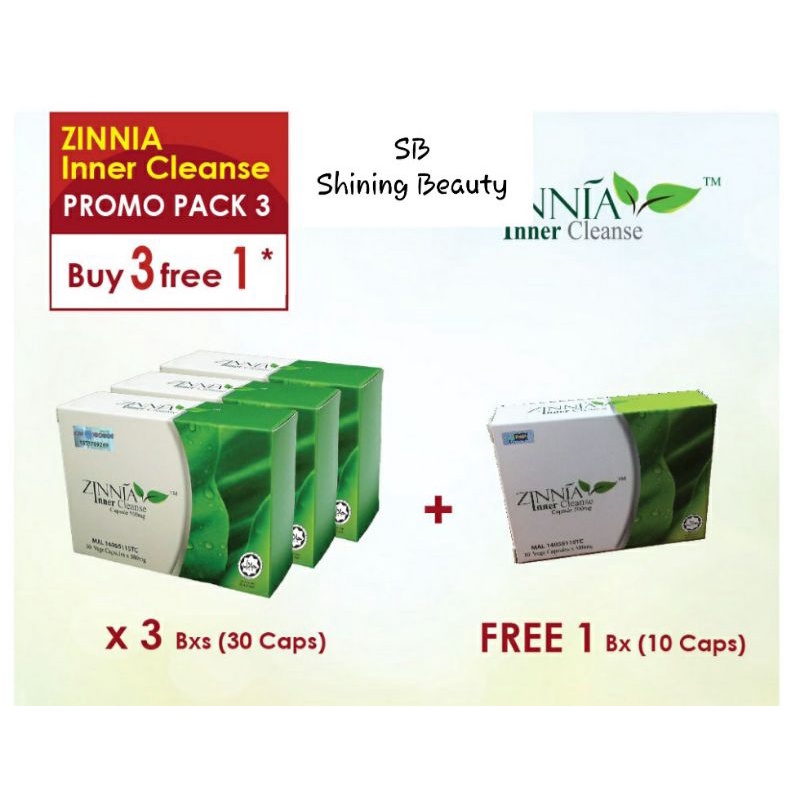 [ VTOX ] Zinnia Inner Cleanse ( 3 box 30 caps FREE 1 box 10 caps ...
