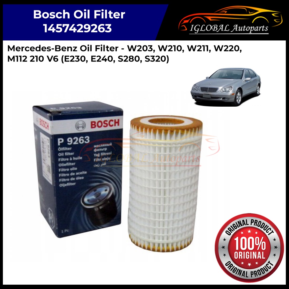 Bosch Oil Filter 1457429263 for Mercedes-Benz W203, W210, W211, W220 ...