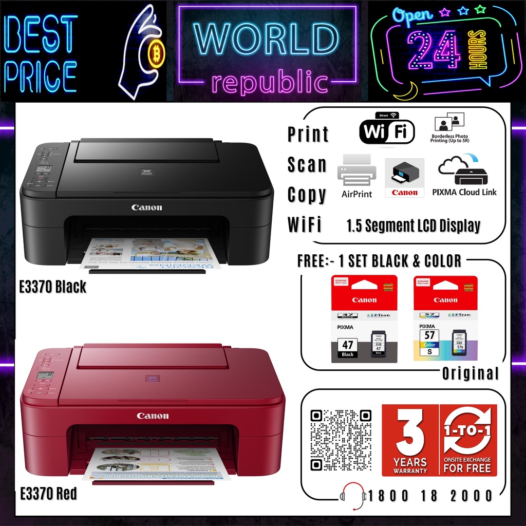 Canon Printer Wireless PIXMA E3370 AIO with LCD for Low-Cost Printing ...