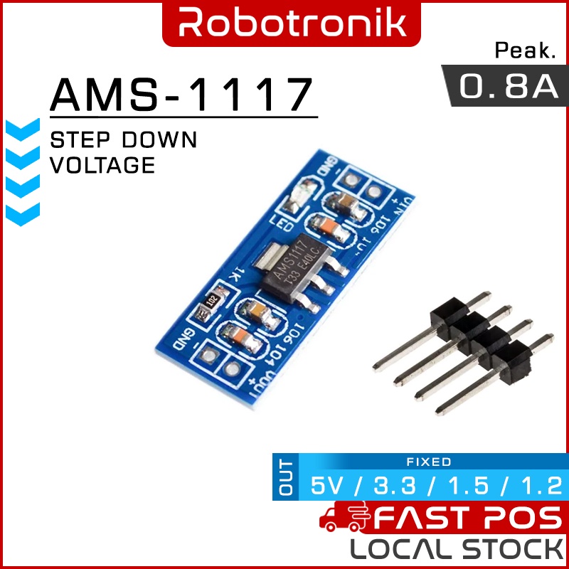 DC-DC Step Down AMS1117 - Fix 1.2V 1.5V 3.3V 5.0V - Smallest Small Buck Converter / Menurunkan ...