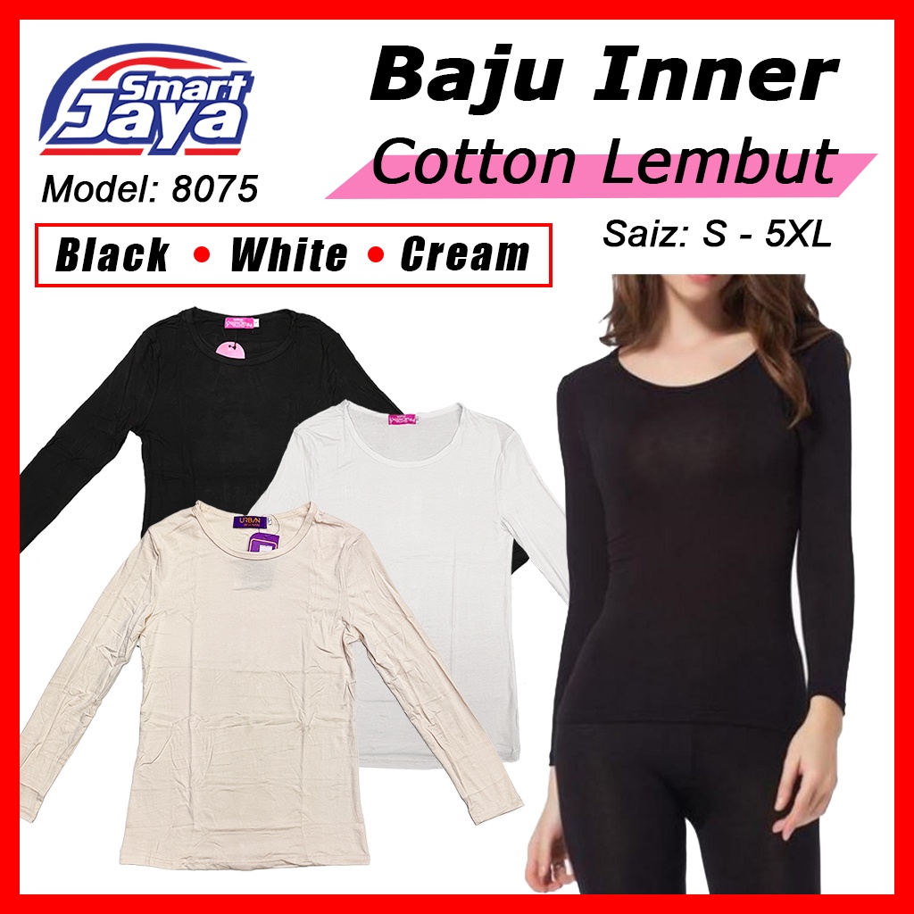 Inner Cotton Lengan Panjang/Inner Hitam/Inner Putih/Inner Cream/S-5XL ...
