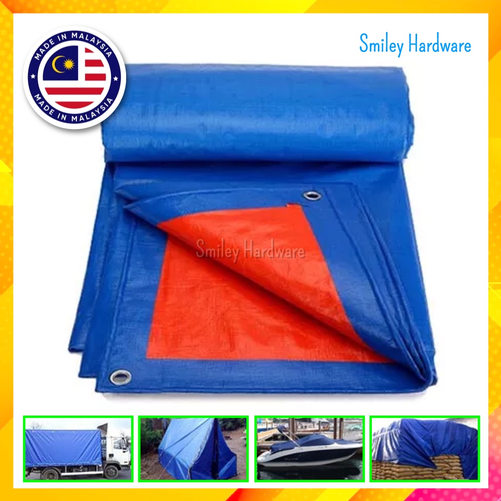 Ready Made Tarpaulin Sheet Canvas Sheet Blue Orange Sheet Kanvas Khemah ...