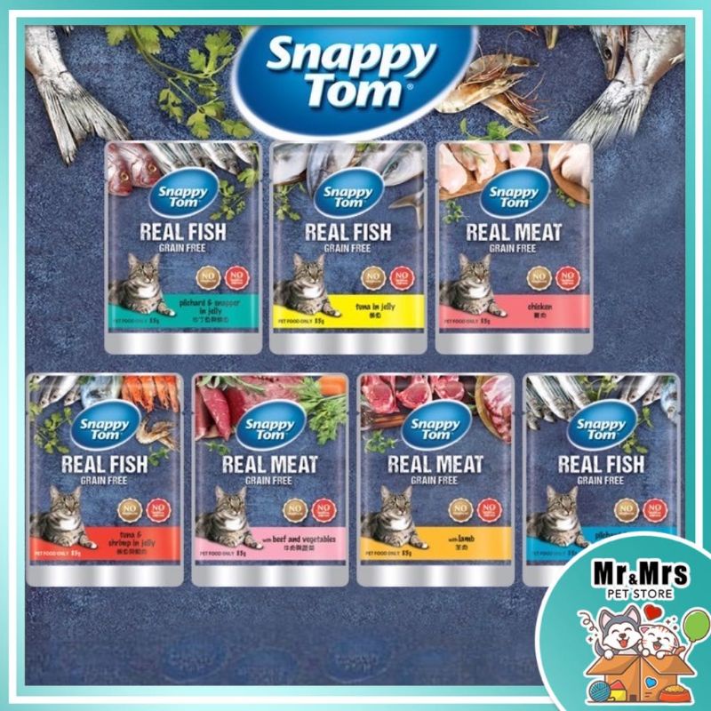 Snappy Tom Pouch Cat Food Makanan Kucing Basah 85G - Beef / Lamb ...