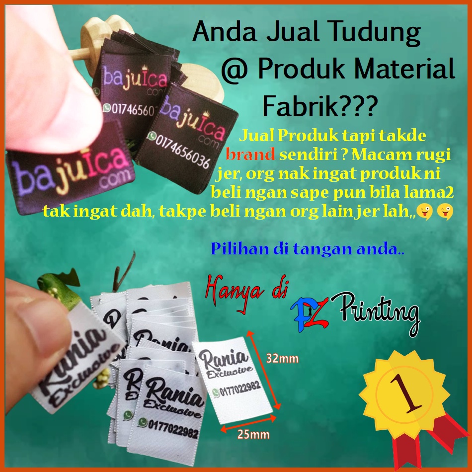 Jenama Label Sendiri–Produk Berasaskan Material Kain – Saiz [25mm x ...