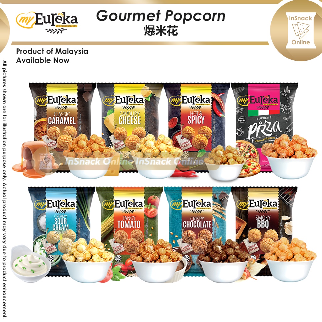 My Eureka Gourmet Popcorn 80g Caramel Savoury Cheese Hot & Spicy Cream ...