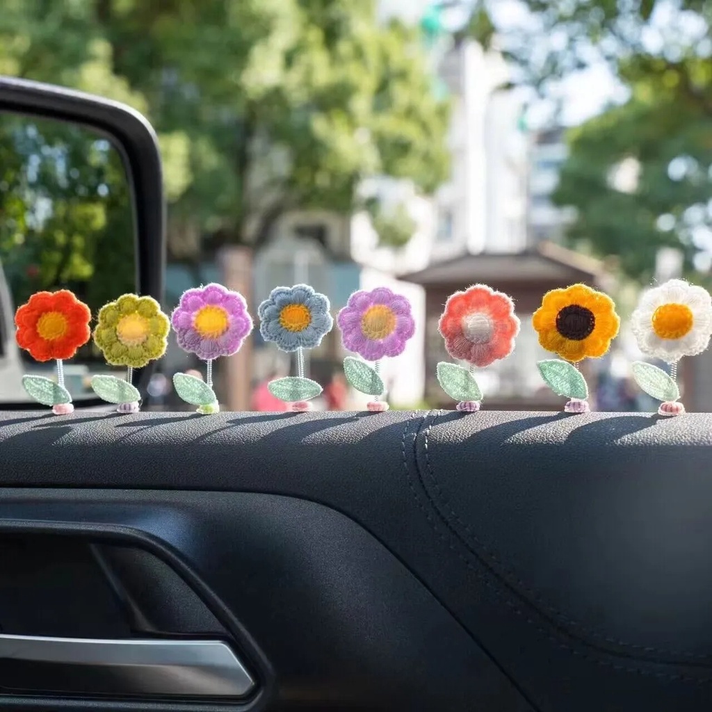 Random Color Cute Small Embroidery Sunflower Car Shaking Head ...