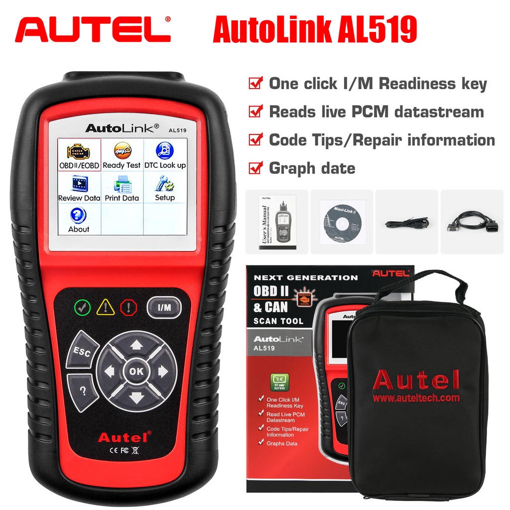 Autel AutoLink AL519 OBD2 Scanner Enhanced Mode 6 Automotive Engine ...