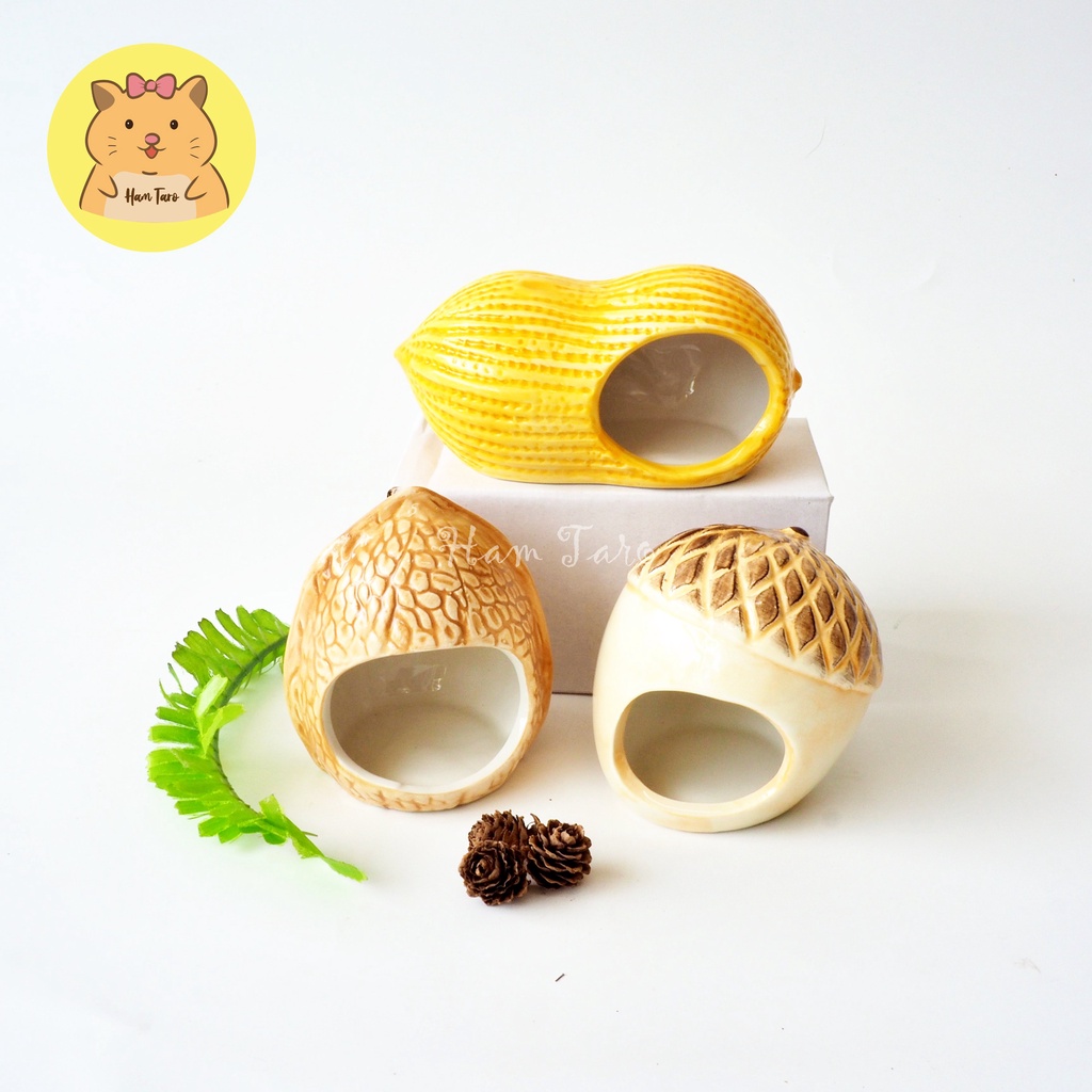 [Ready Stock] Ceramic Nut Acorn Hideout Hamster House Small Animal ...