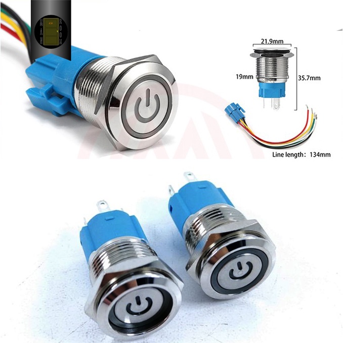 Push Button ON OFF Switch ON OFF LED Stainless Waterproof 16MM 12V ...