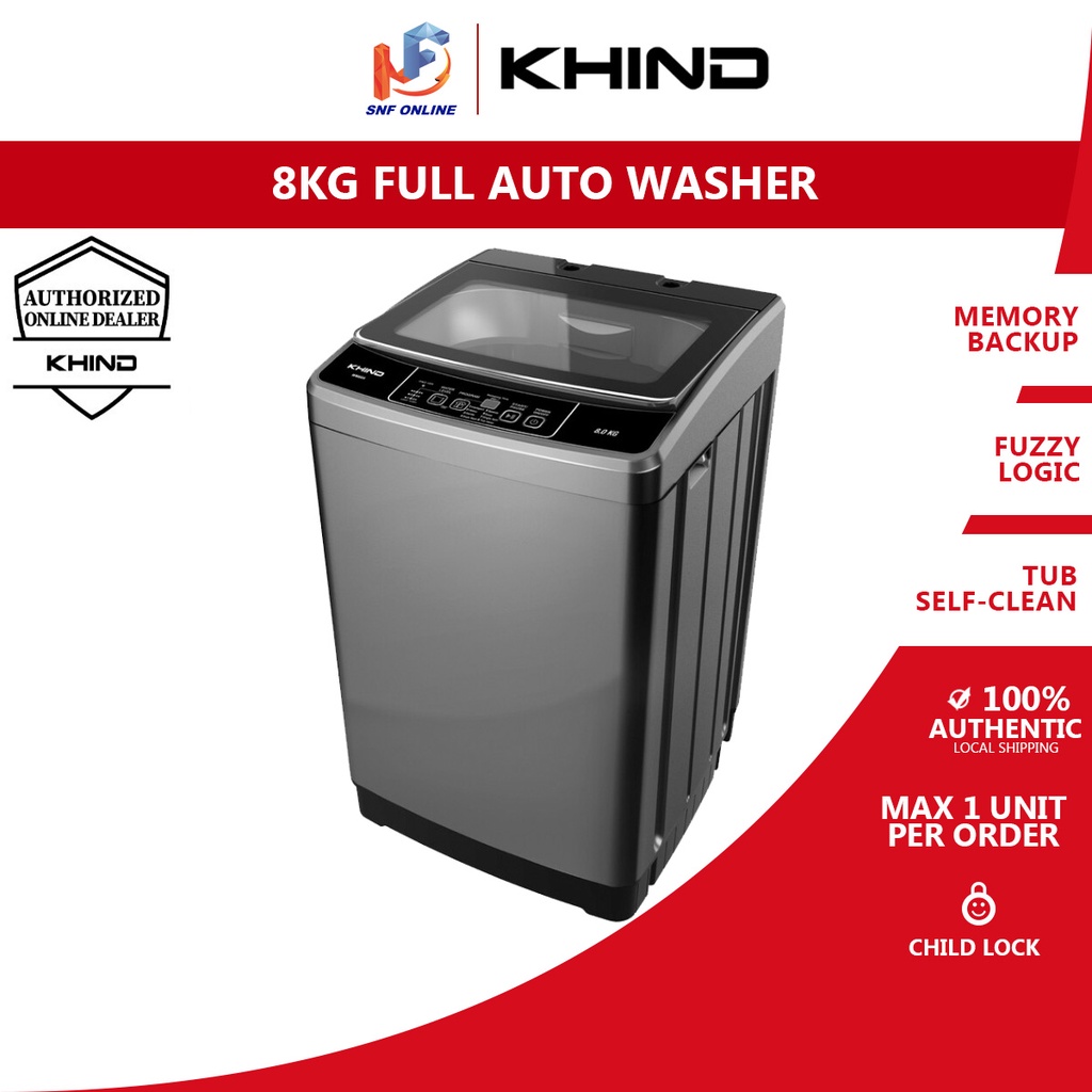 Khind Mesin Basuh Fully Auto Washing Machine (8 kg) WM80A | Shopee Malaysia