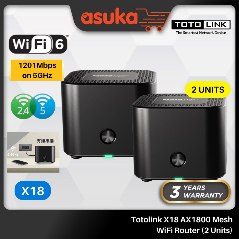 Totolink X18 Ax1800 Mesh Wifi Router 2 Units Per Box Shopee Malaysia