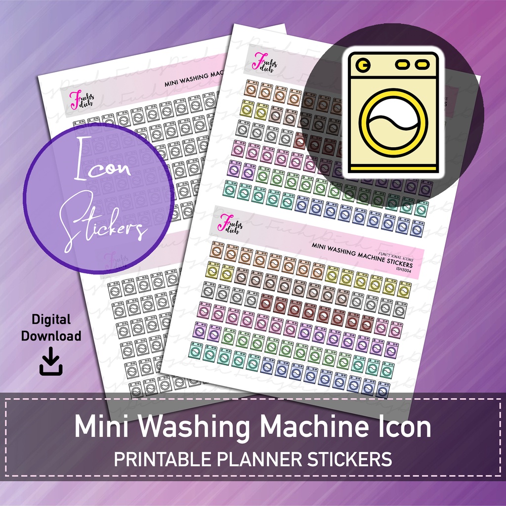 FuchsDich Printable Mini WASHING MACHINE Icon Stickers | PDF File ...