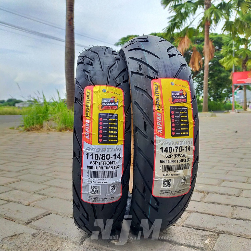 Aerox Motorcycle Outer Tires 110/80-14 And 140/70-14 ASPIRA PREMIO SPORTIVO A Pair Of 14 ...