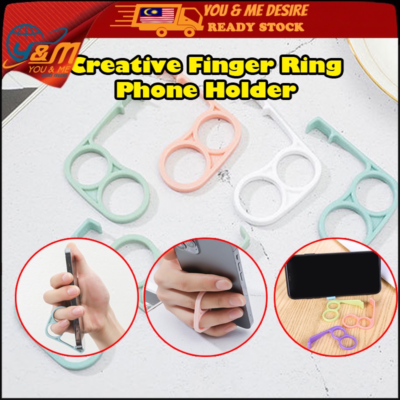 Anti-Fall Finger Ring Phone Holder L-Shaped Mobile Phone Stand Pemegang ...