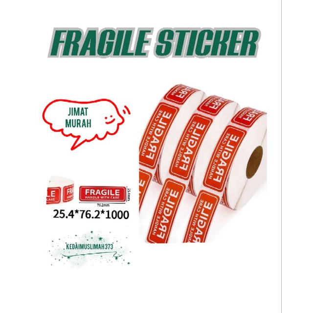 1000PCS Fragile Sticker Stickers Tape Pelekat Handle with Care Stiker ...