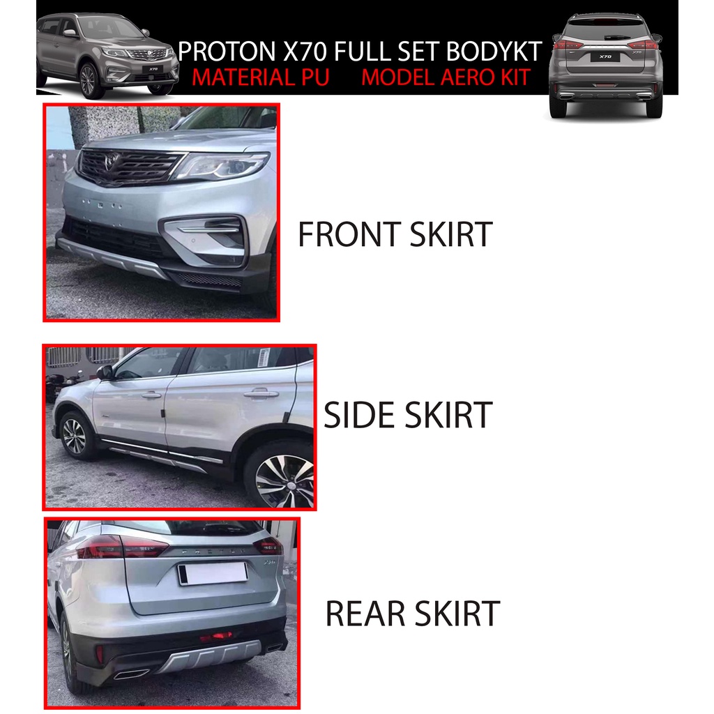 PROTON X70 FULL SET AERO KIT PU BODYKIT FRONT SKIRT, SIDE SKIRT ,REAR ...