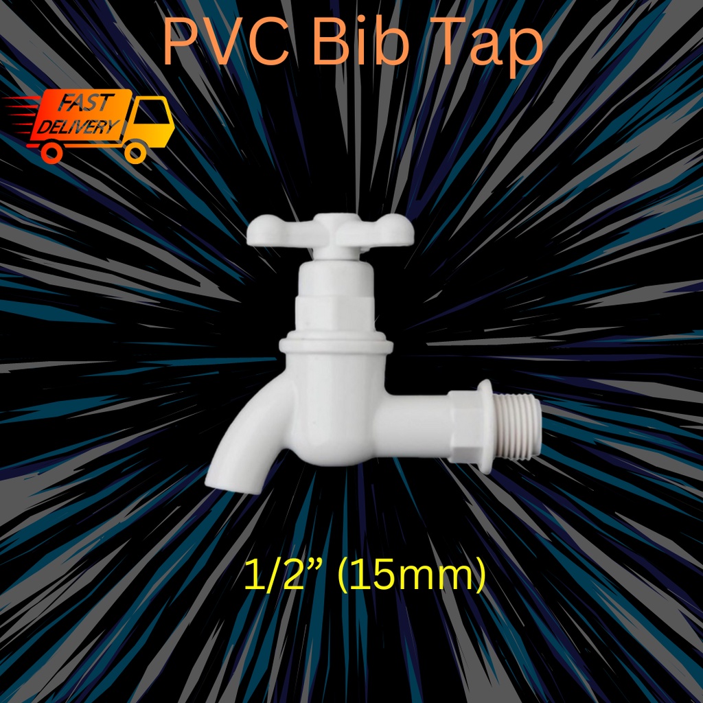 PVC Bib Tap 1/2 inch Water Tap Kitchen & Bathroom Sink Faucet / Kepala ...
