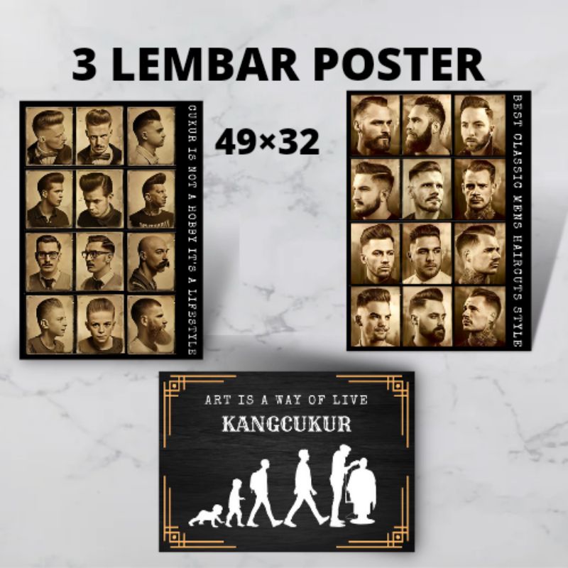 PERALATAN 3 Sheets Of barbersop classic poster/barber poster/Newest ...