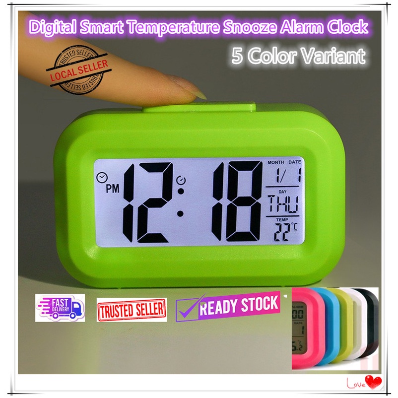 LED Digital Smart Temperature Snooze Alarm Student LCD Mute Backlight ...