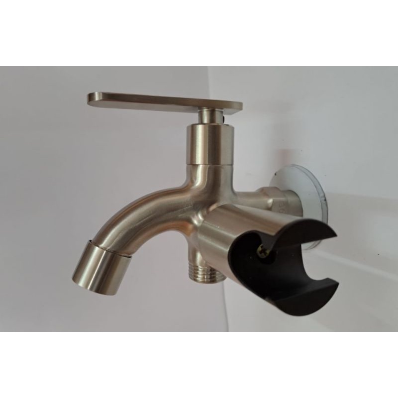 wall mounted stainless steel su304 steel colour two way tap | Shopee ...
