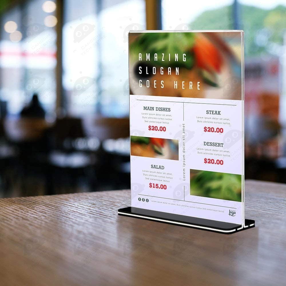 Acrylic T-shape Menu Stand Restaurant Promotional Poster Display Table ...