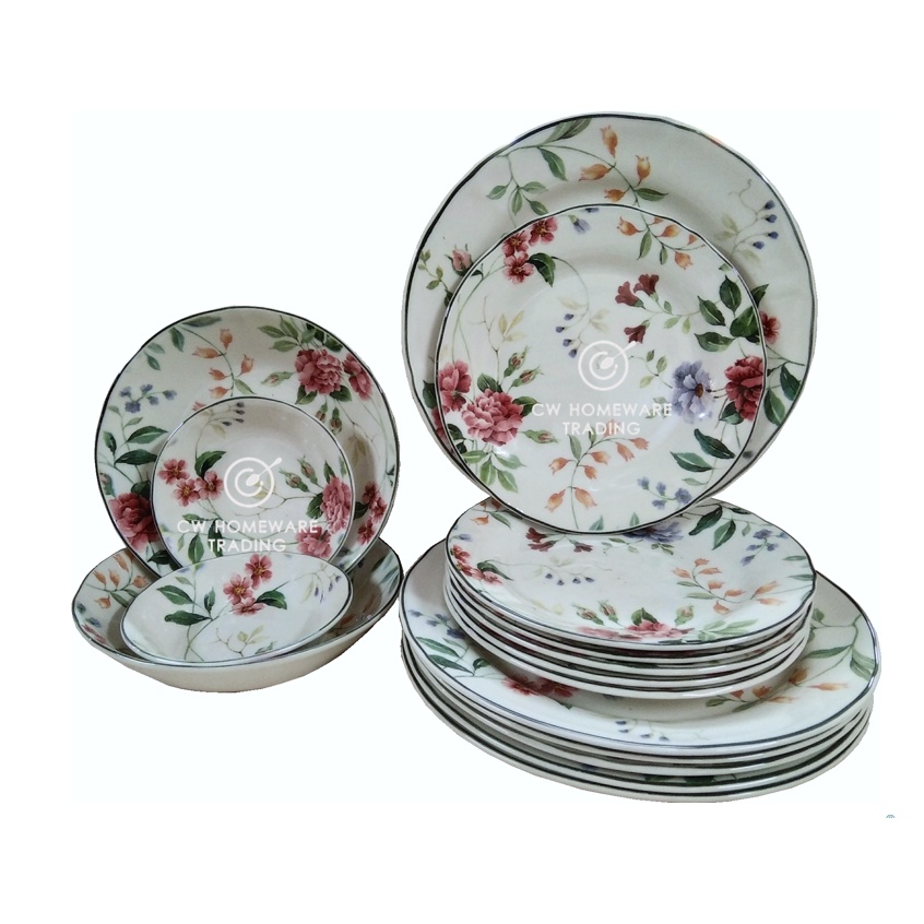 Claytan 1904FS Priscilla 12Pcs/16Pcs (4Pax / 6Pax) Set Pinggan Mangkuk ...