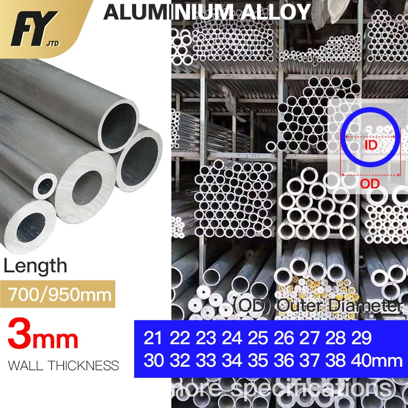 FUYI aluminum tube 3mm wall thickness OD 10-30mm pipe 700mm 950mm ...