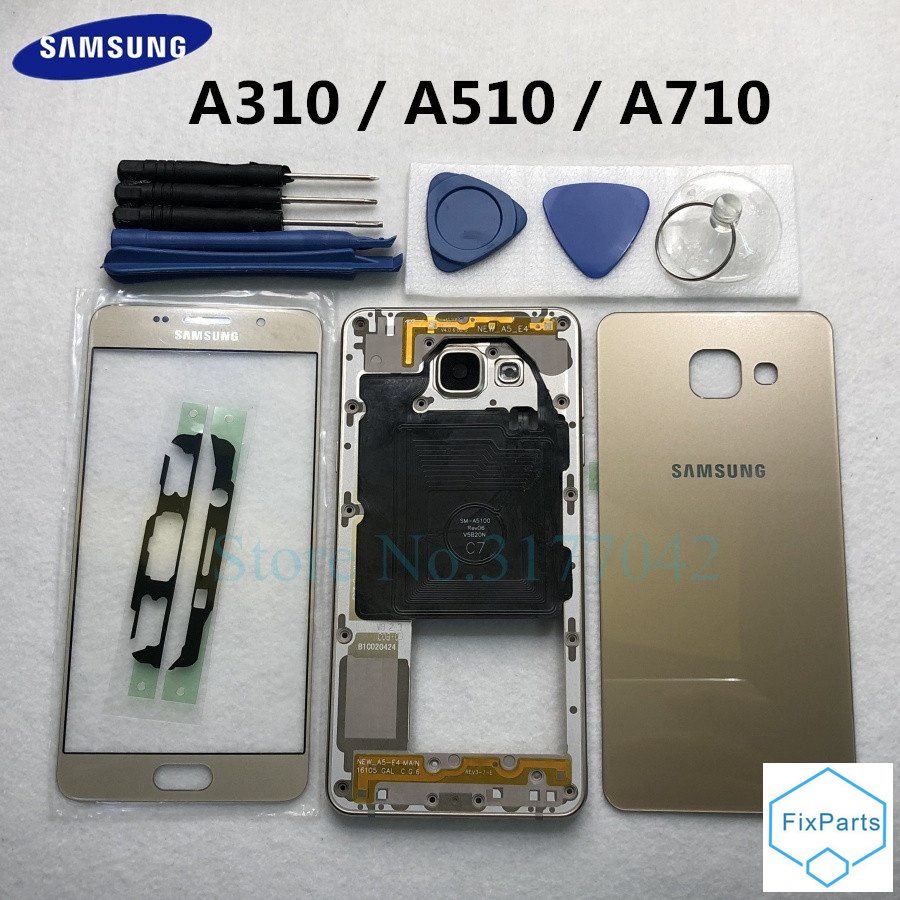 Front Screen Glass Middle Frame Back Cover Full Housing For Samsung ...