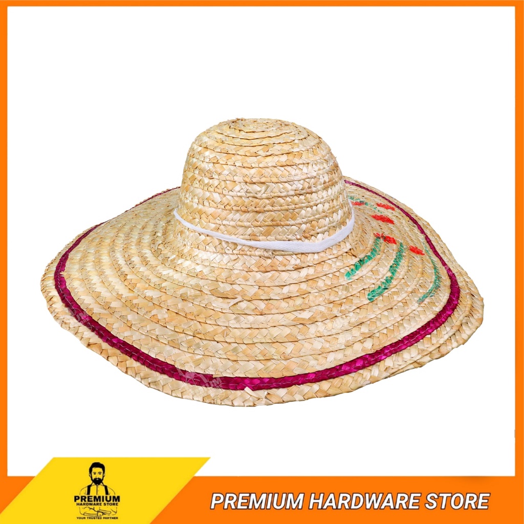PREMIUM Straw Hat Farmer Grass Hat Cap Topi Rumput Jerami Petani Topi ...