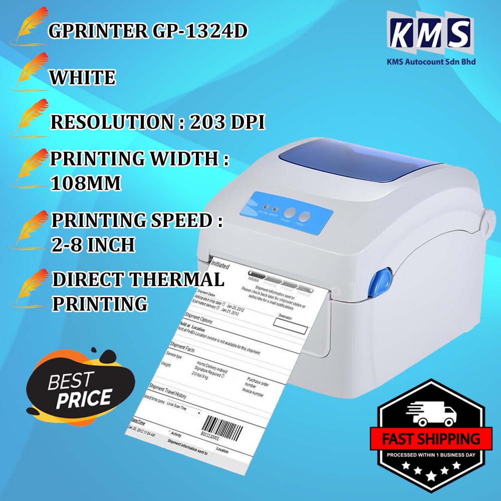 Gprinter GP-1324D Thermal Printer Waybill Barcode Shipping Label Consignment Note Printer For ...