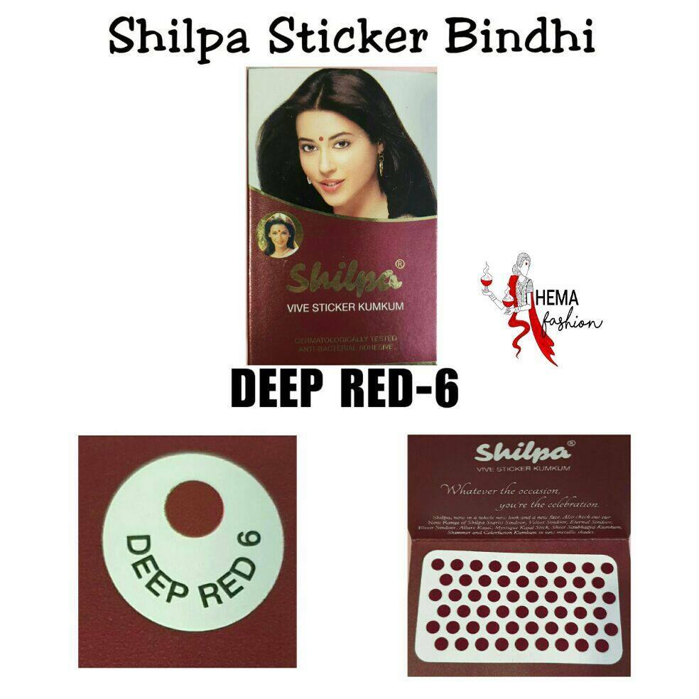 Shilpa Bindhi No.6 Box | Women forehead bindi Round Pottu ( Colours ...